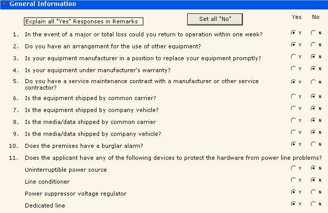 Form Field Map: Electronic Data Processing Section (ACORD 148)