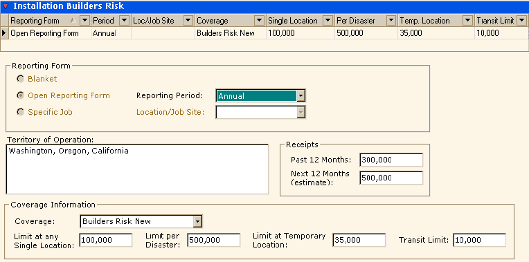 Form Field Map: Installation/Builders Risk Section (ACORD 147)