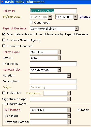 Form Map: Bus Auto Section ACORD 127