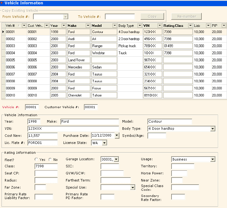 Form Map: Bus Auto Section ACORD 127
