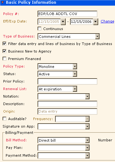 Form Field Map: Electronic Data Processing Section (ACORD 148)