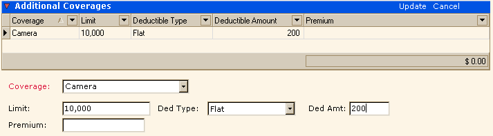 Form Field Map: Inland Marine Additional Coverages and Endorsements