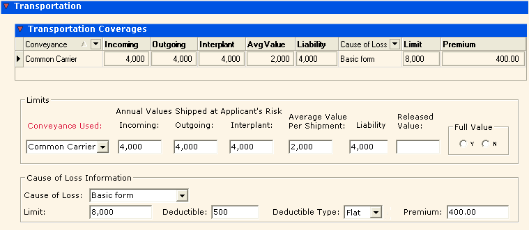 Form Field Map: Inland Marine Additional Coverages and Endorsements