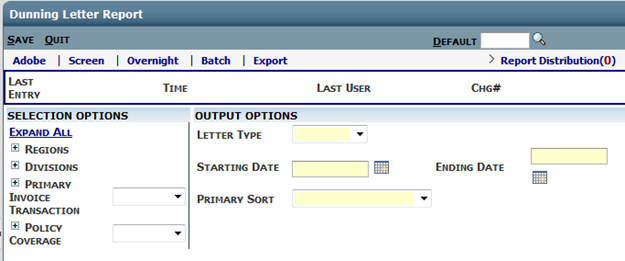 Dunning Letter Report